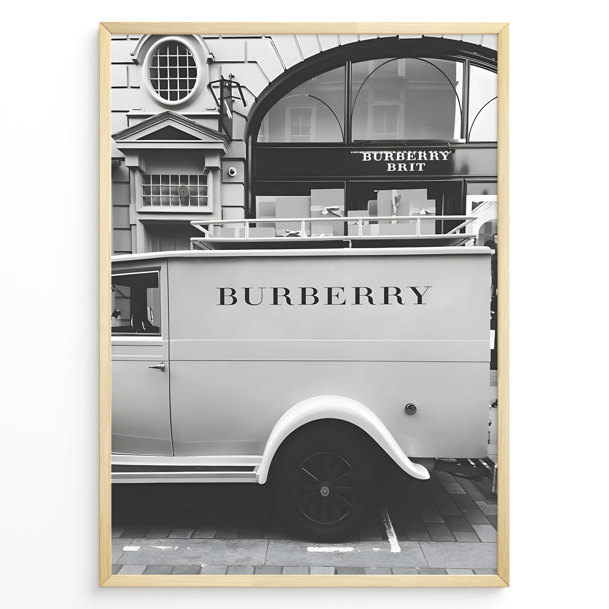 Burberry Fashion Print | Retro Van & Boutique Wall Art in Black & White ...